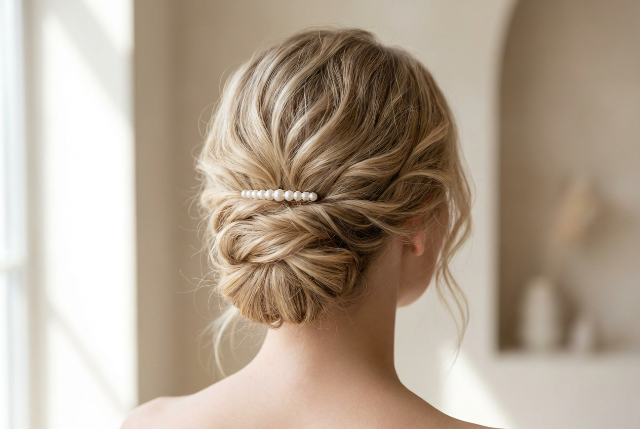 Elegant Hairstyle for a Civil Ceremony: Low Updos, Waves, and Accessories